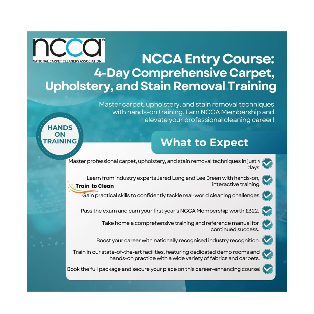 NCCA Entry Course: 4-Day Comprehensive Carpet, Upholstery, and Stain ...